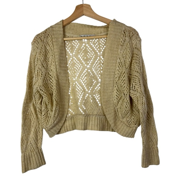 212 New York | Sweaters | 22 New York Light Brown Y2k Open Knit Cropped ...
